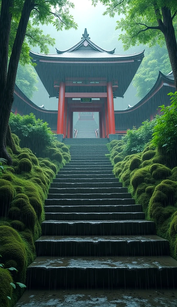 Taki Shrine in Mino City, Gifu Prefecture It's raining a lot mystical moss - SeaArt AI