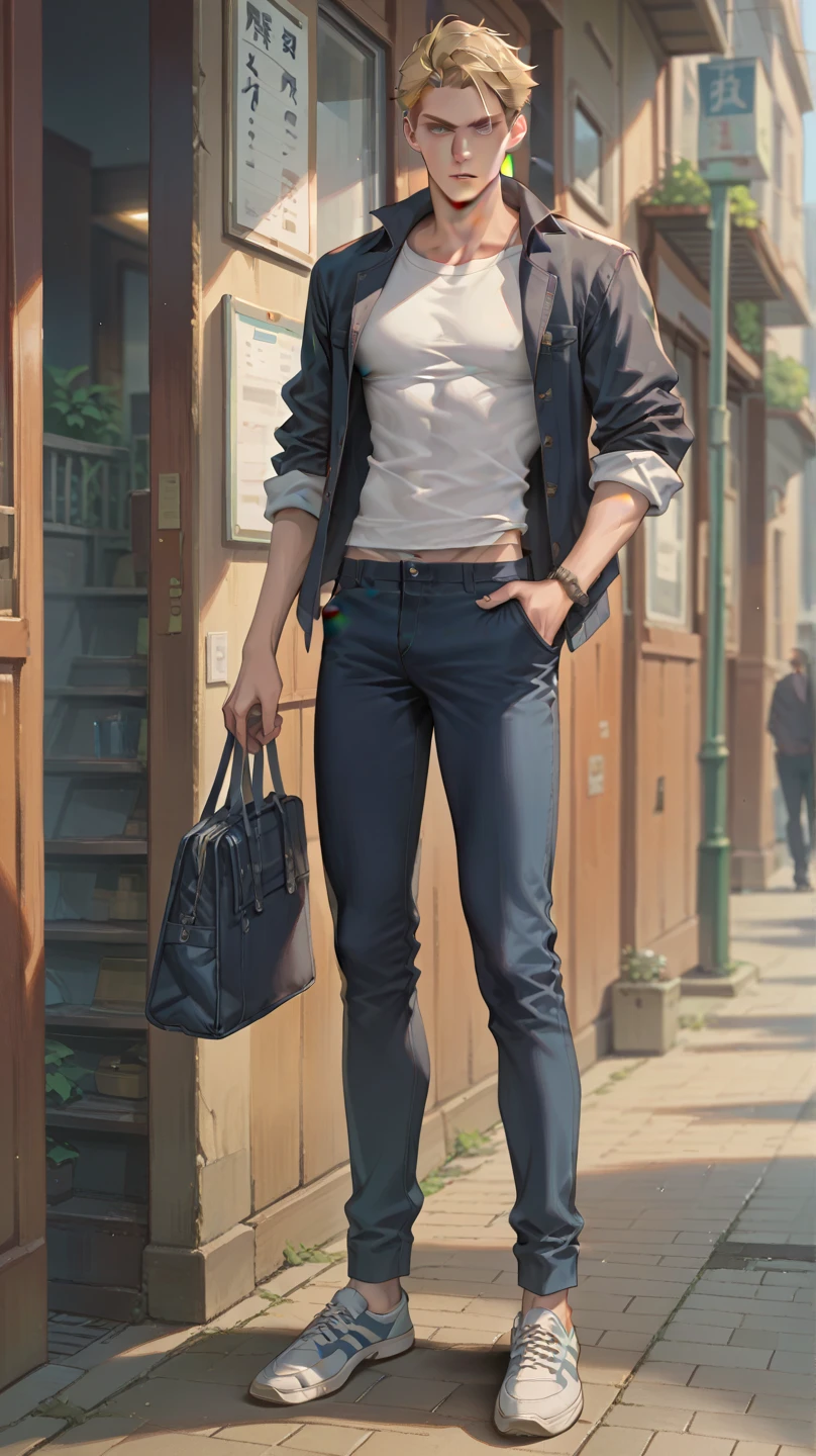 Full Body of a Boy, Delinquent, Wearing Japanese School Style Open ...