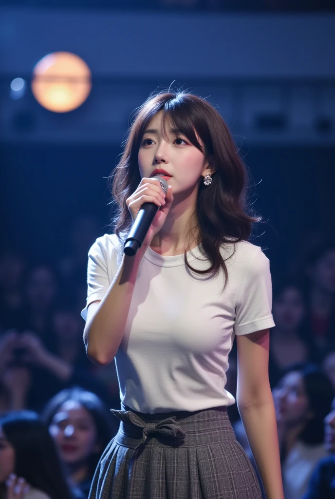 A japanese girl with mid-length brown hair with bangs, okay visual ...