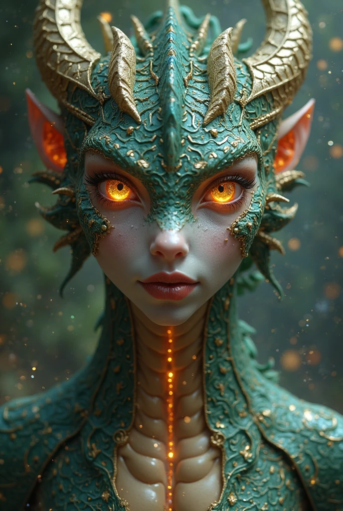 a human form shapeshifter with fiery gold flecks in their eyes with an ...