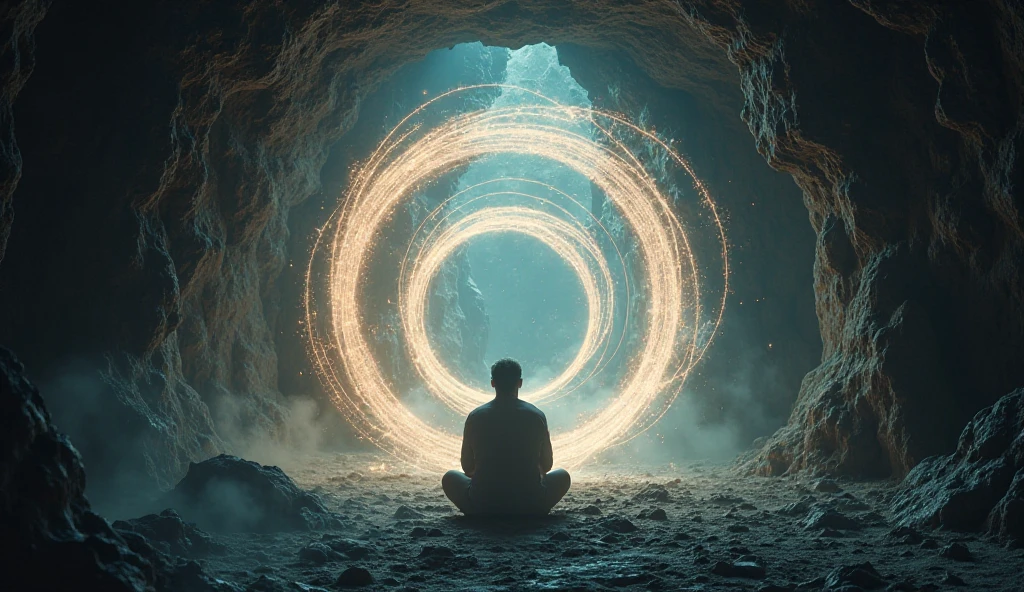 11. God’s Whisper Visualized as Light Spirals — Inside a cave - SeaArt AI