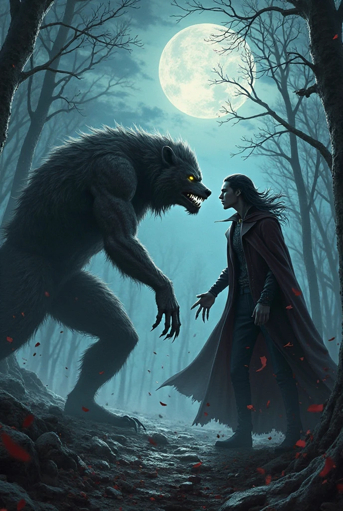 Make an image depicting a werewolf vs vampire fight - SeaArt AI