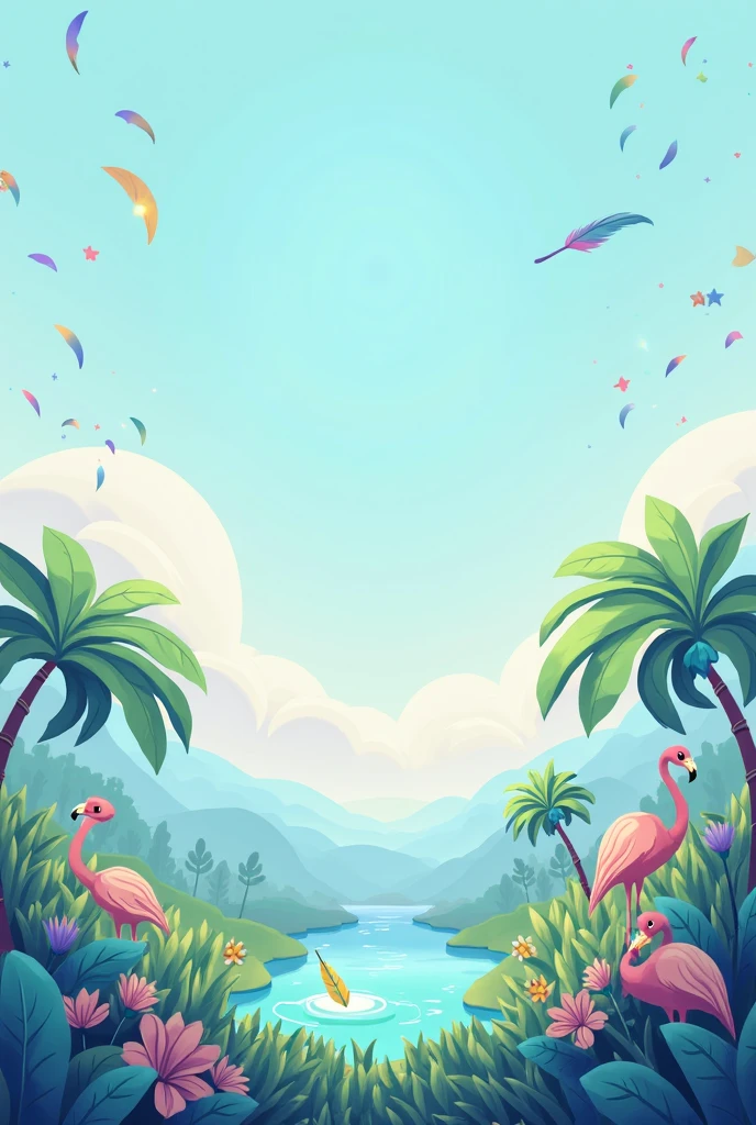 A serene, magical 2D game background for a start menu. The scene ...