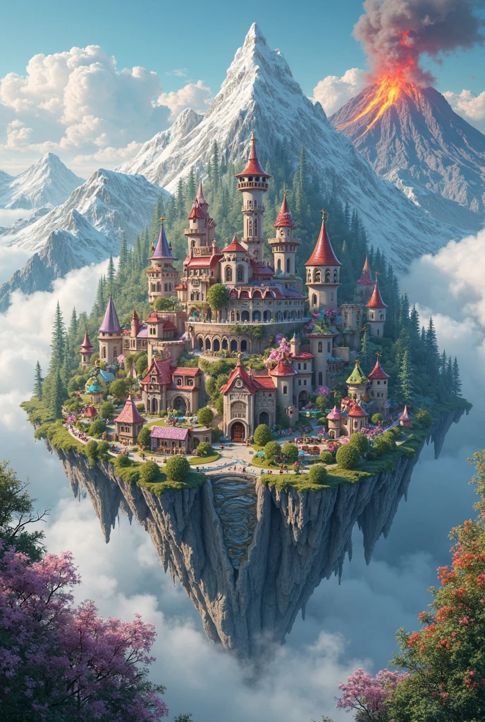 A medieval fantasy city: floating above the clouds, it is a wandering ...