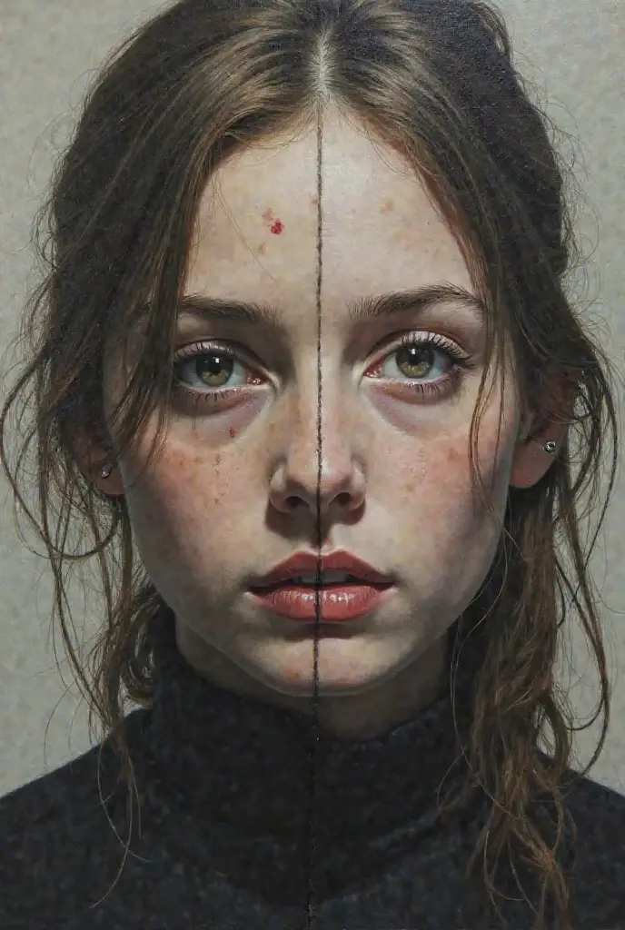 A beautiful two faces of girl and boy joined together with different ...