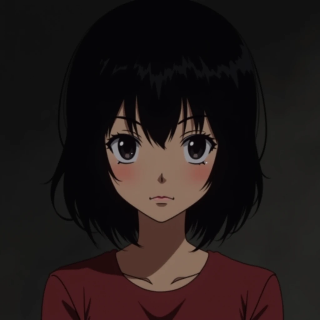 An emotionless anime girl.Black hair.Age 20.Height 6 feet.Make the ...
