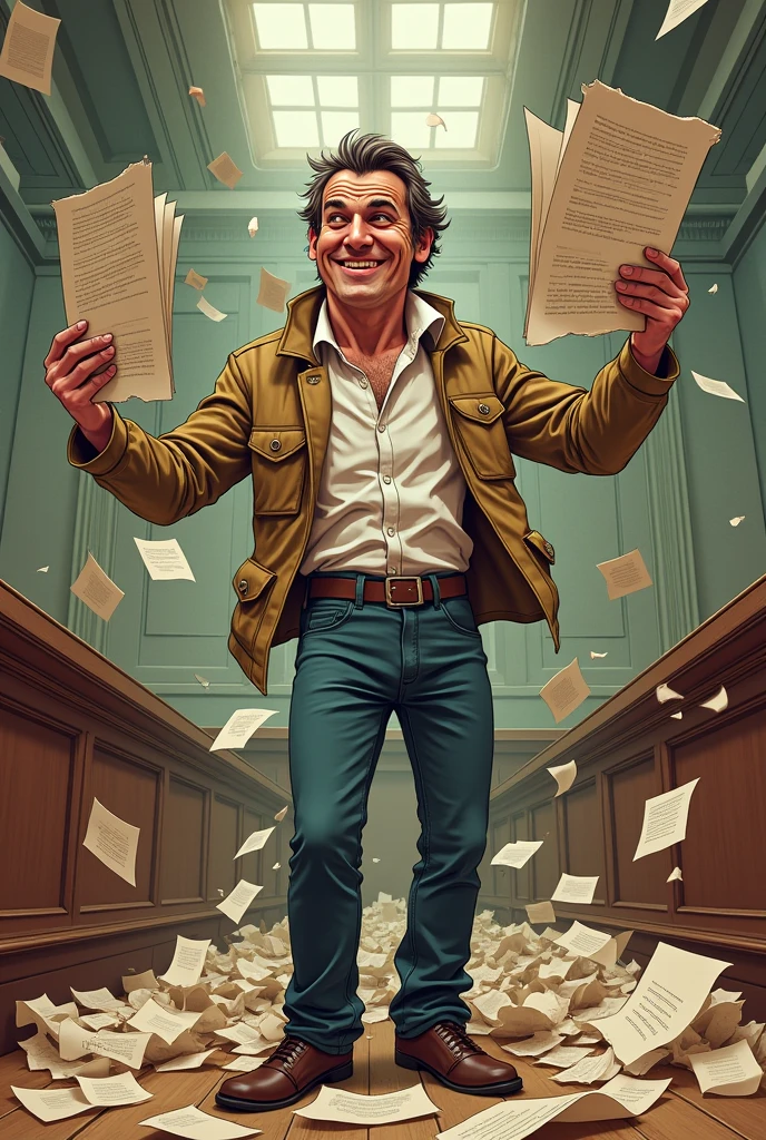 Funny guy tearing documents from court - SeaArt AI