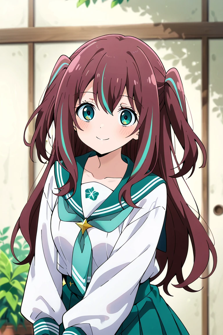 Matama akoya, long hair, brown hair, green eyes, multicolored hair ...