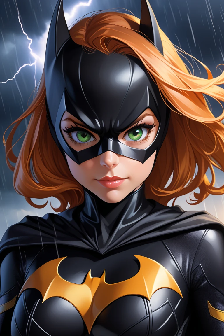 A portrait of the beautiful batgirl, black batgirl outfit, batgirl mask ...