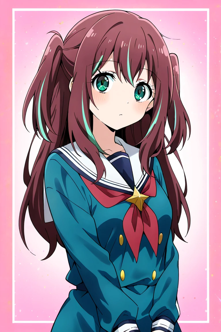 Matama akoya, long hair, brown hair, green eyes, multicolored hair ...