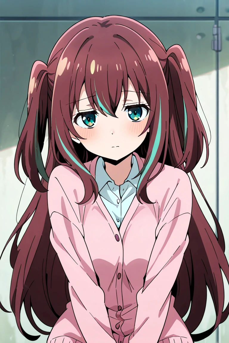 Matama akoya, long hair, brown hair, green eyes, multicolored hair ...