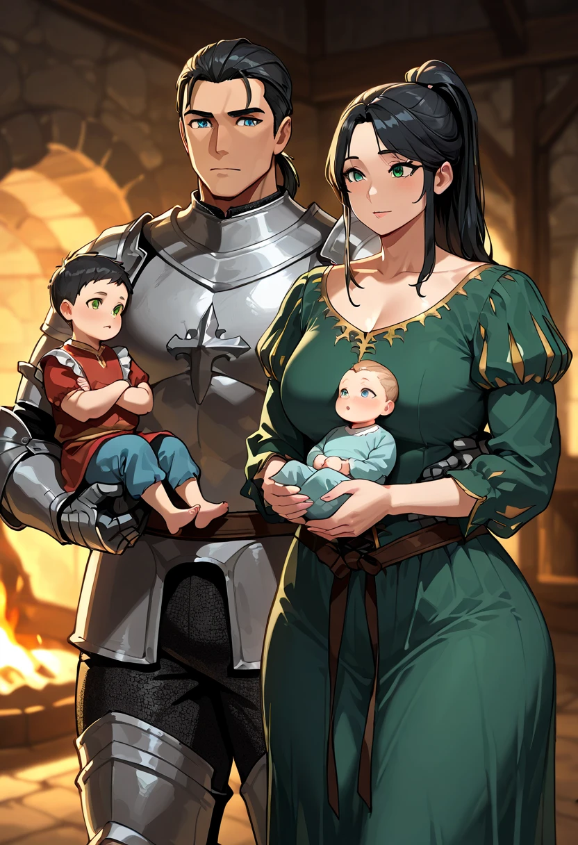 Fantasy Medieval Family Portrait, Four people., Parents and ren - SeaArt AI