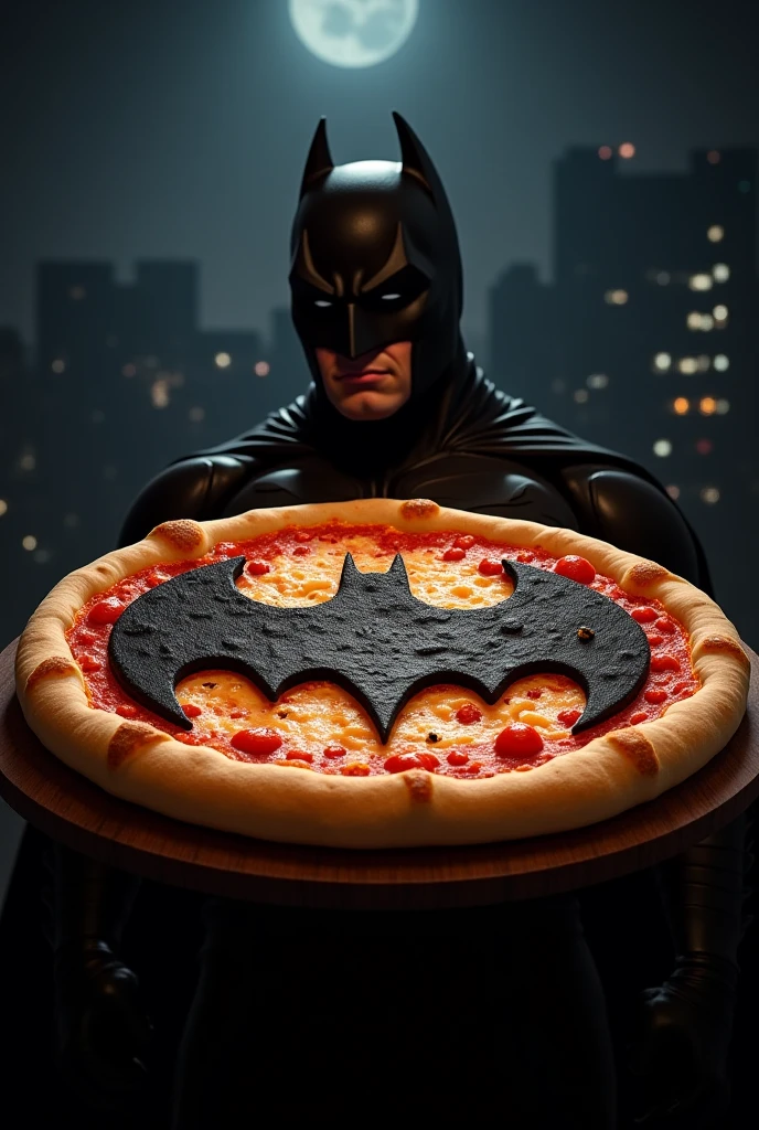 Pizza in the shape of a batsign - SeaArt AI