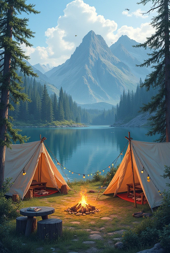 The atmosphere of a tent camp at Kai Rod. - SeaArt AI