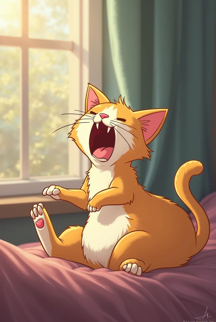 Whiskers the Cat Who Failed at Napping” [INTRO SCENE: Light - SeaArt AI