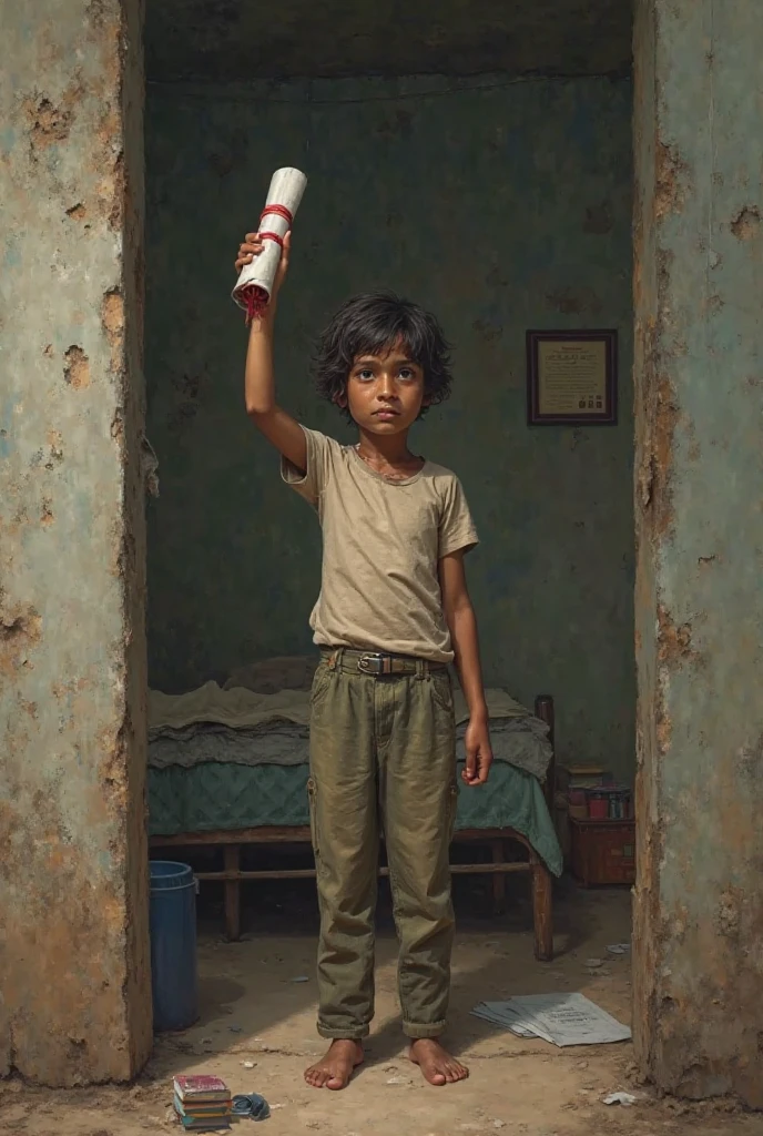 Give me an poverty picture a little poor and graduation - SeaArt AI
