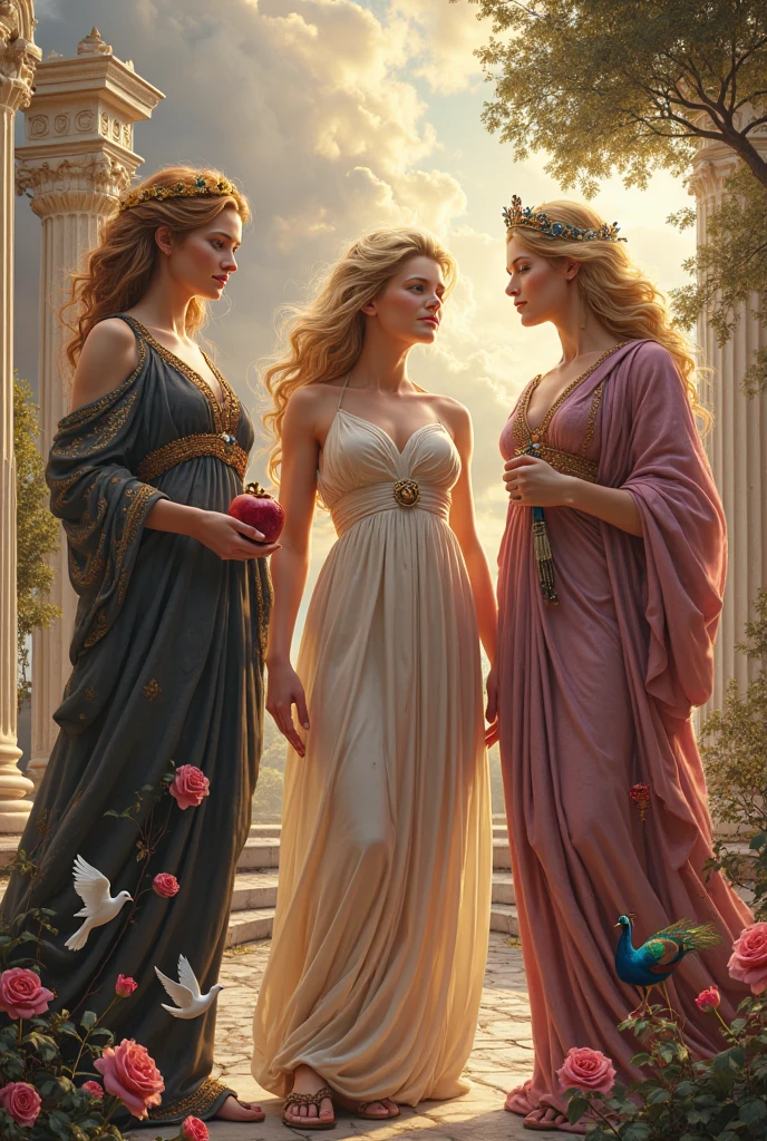 An epic Greek mythology illustration featuring Persephone, Aphrodite ...