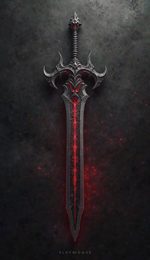 A dark fantasy sword designed for a demon warrior. The sword features a ...