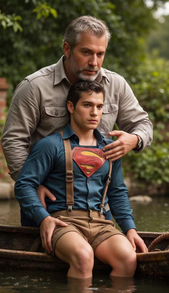 They kissed each other . 70 Years Old Dad Lies on Superman - SeaArt AI