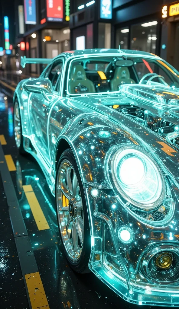 A stunning sci-fi close-up of a semi-luminous, glass-textured ...