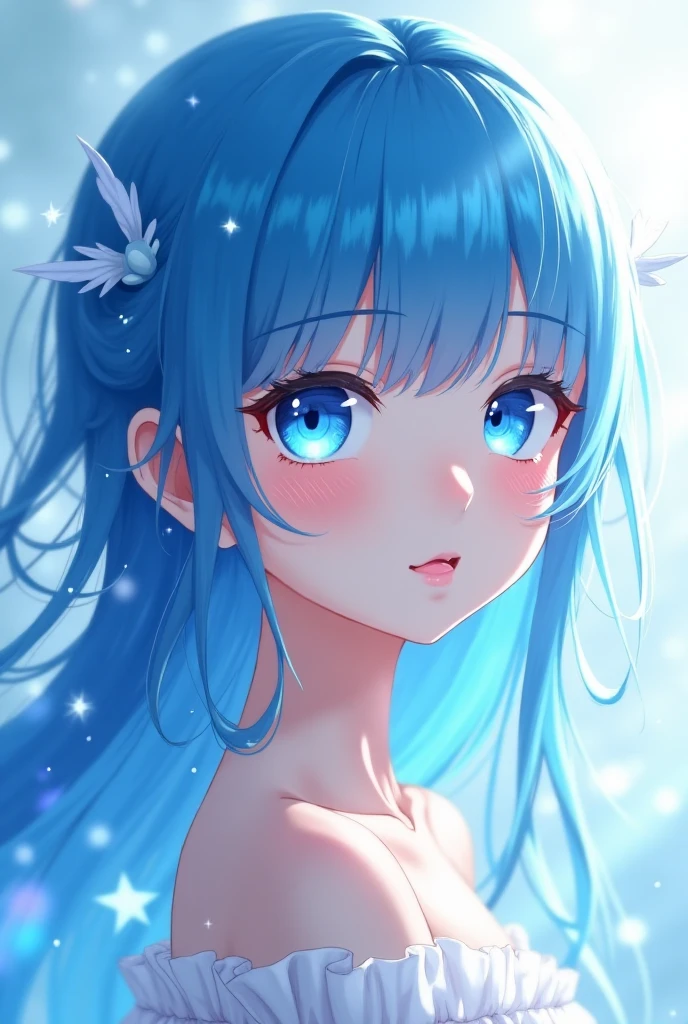 Draw a beautiful blue anime girl - SeaArt AI