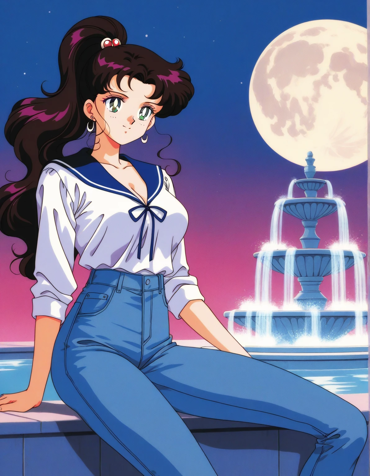 Vhs effect, Sailor Moon style art, vintage anime style (1990s - SeaArt AI