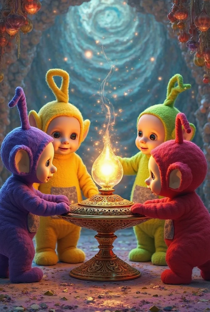 The Teletubbies open an Arab lamp - SeaArt AI
