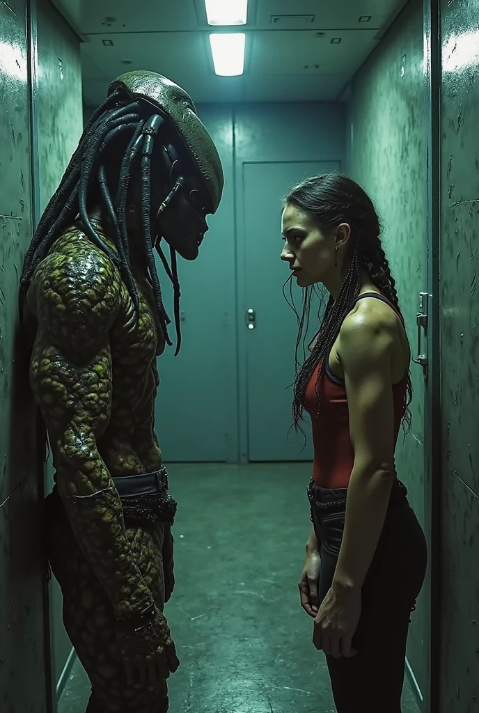 A adult male The Predator Yautja and a adult female human prisoner ...