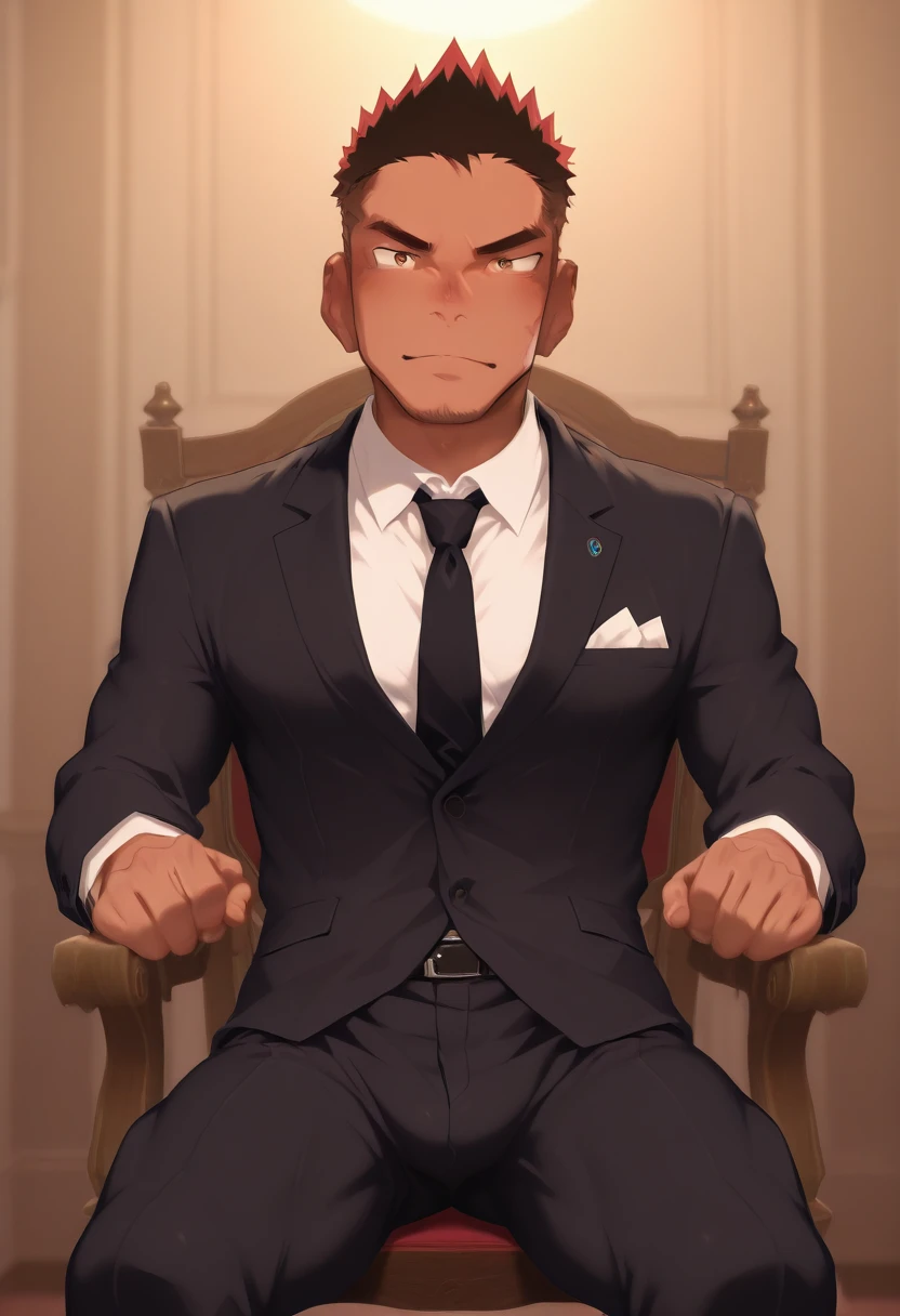 1 boy, muscular boy, sexy muscular body、wearing a black suit - SeaArt AI