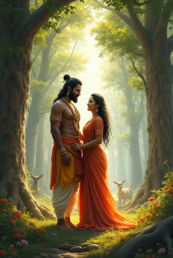 Give me lord ram and shita mata image at vanvash forest - SeaArt AI