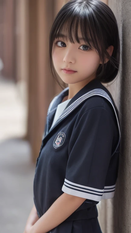 Medium,bungs,black hair,uniform_sailor suit, small - SeaArt AI