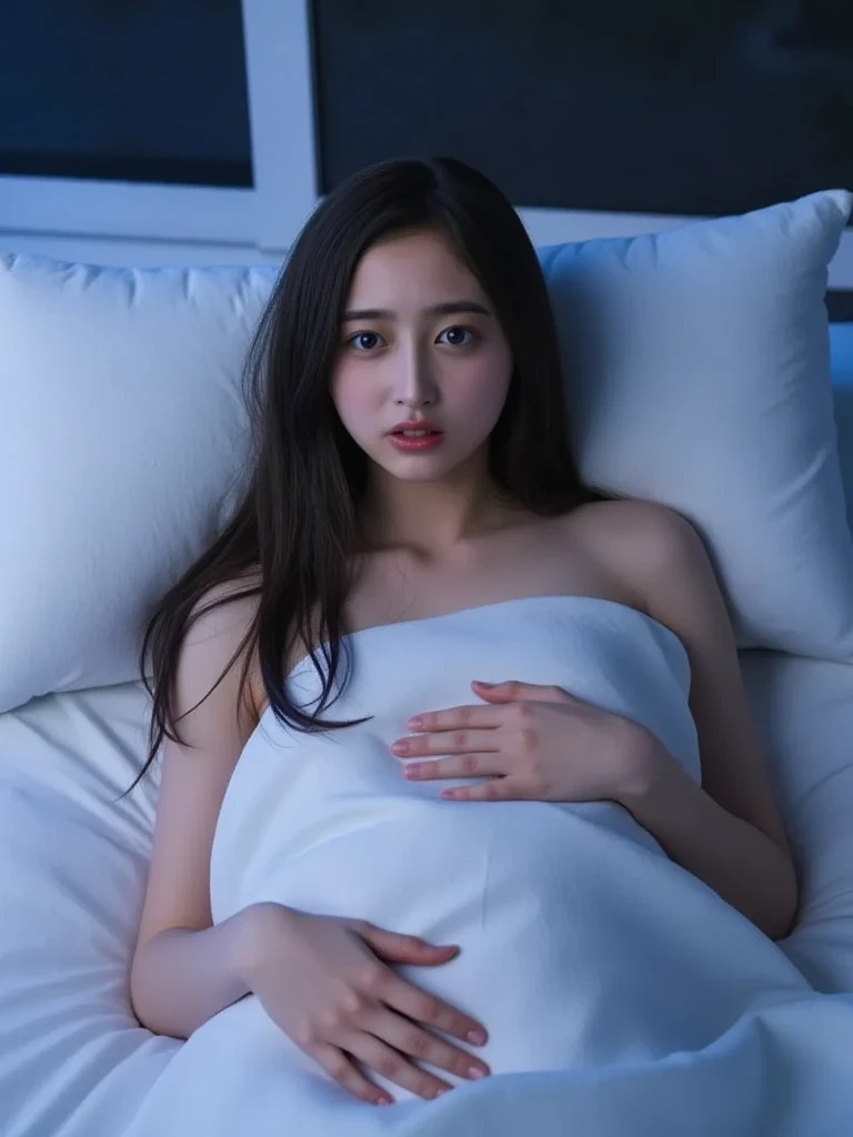 High quality artistic photo, 1girl, full body shot, lying on her back on a bed - SeaArt AI