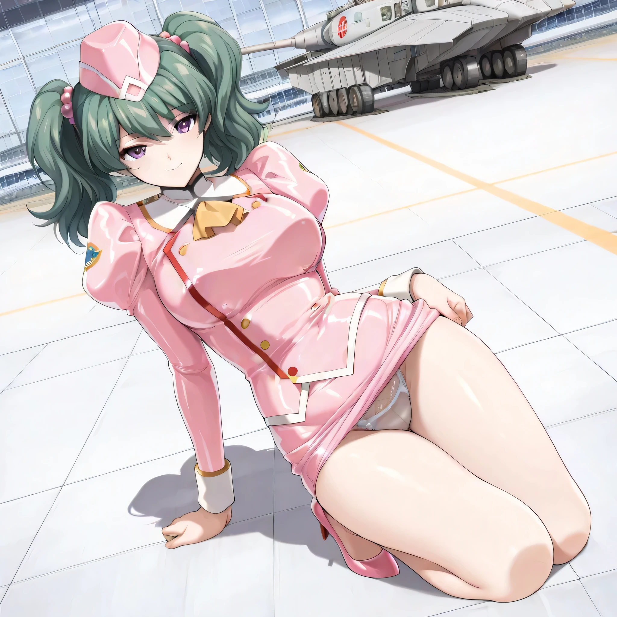 Delmo uniform, (((pink latex jacket, pink latex))) - SeaArt AI