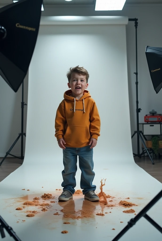 boy shit on chair and studio - SeaArt AI