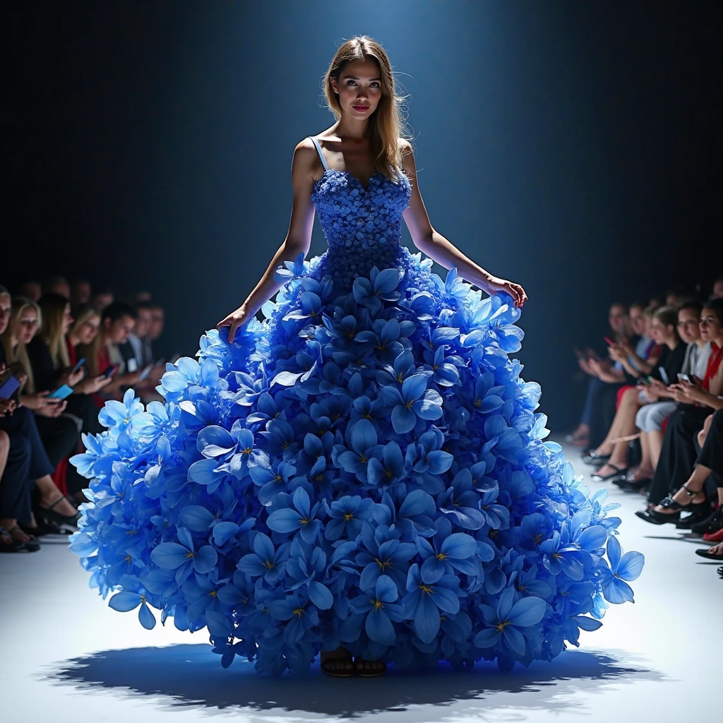 a fashionable dress design using recyclable materials with orchid ...