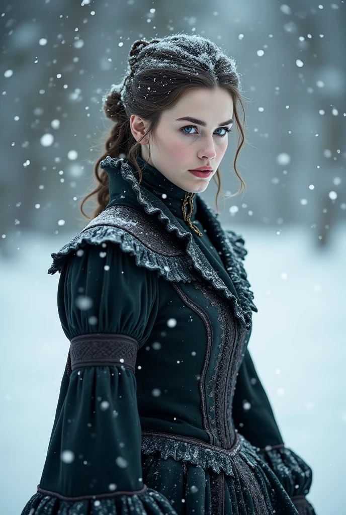 Beautiful Woman in winterstorm, inspired by alexandre cabanel - SeaArt AI