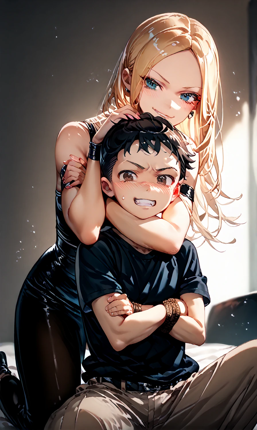 Anime woman, Takagi, I'll strangle you, choke hold, femdom, assertive ...