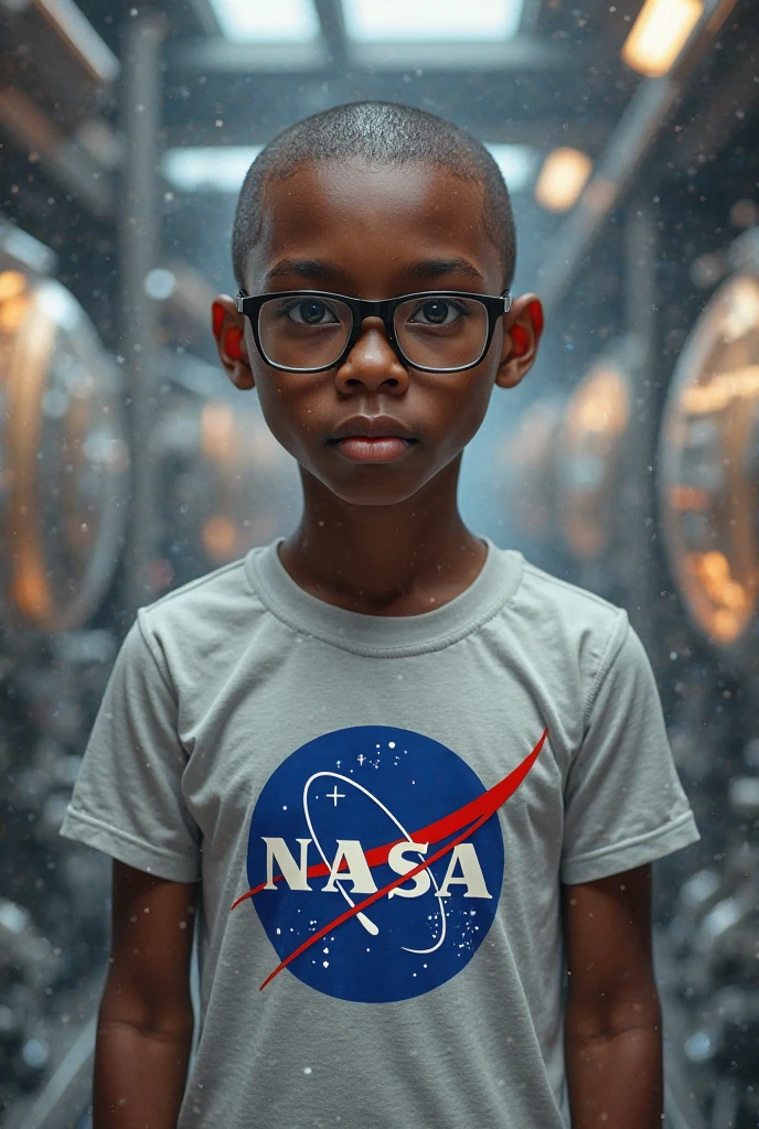 A black and bald boy with the NASA FC logo - SeaArt AI