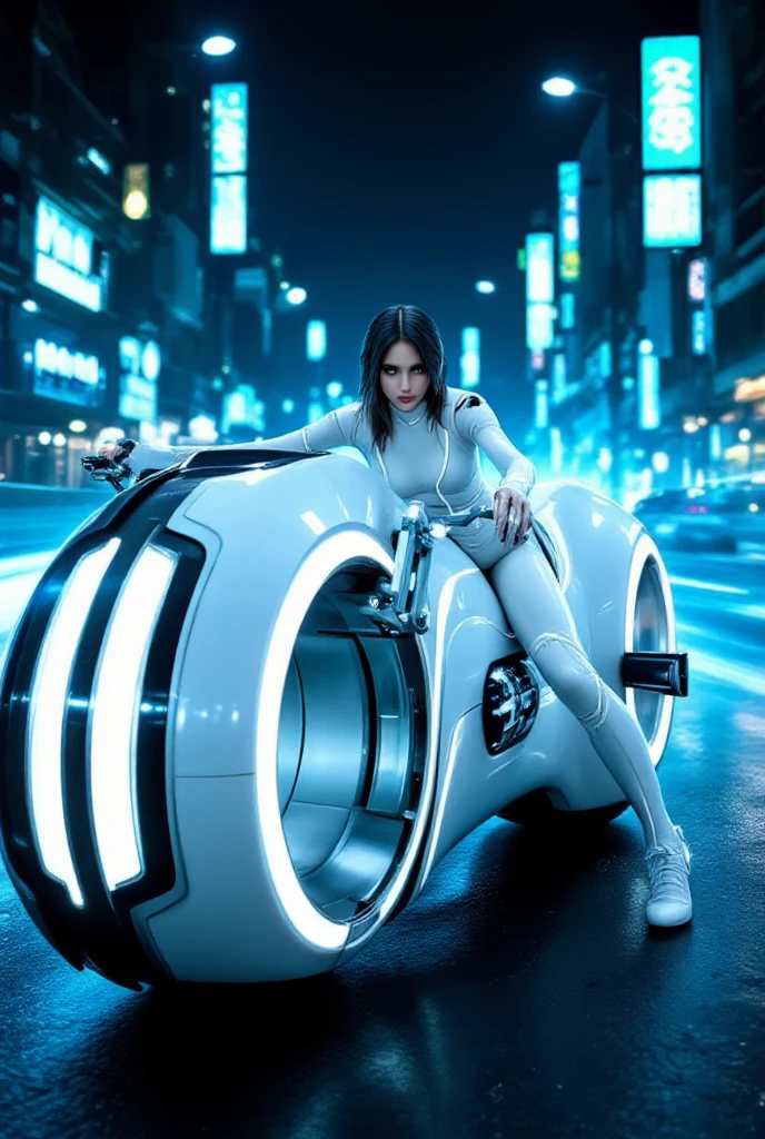 IMAGE OF THE MOTORCYCLE FROM THE MOVIE "TRON" WHITE COLOR POLISHED WITH ...