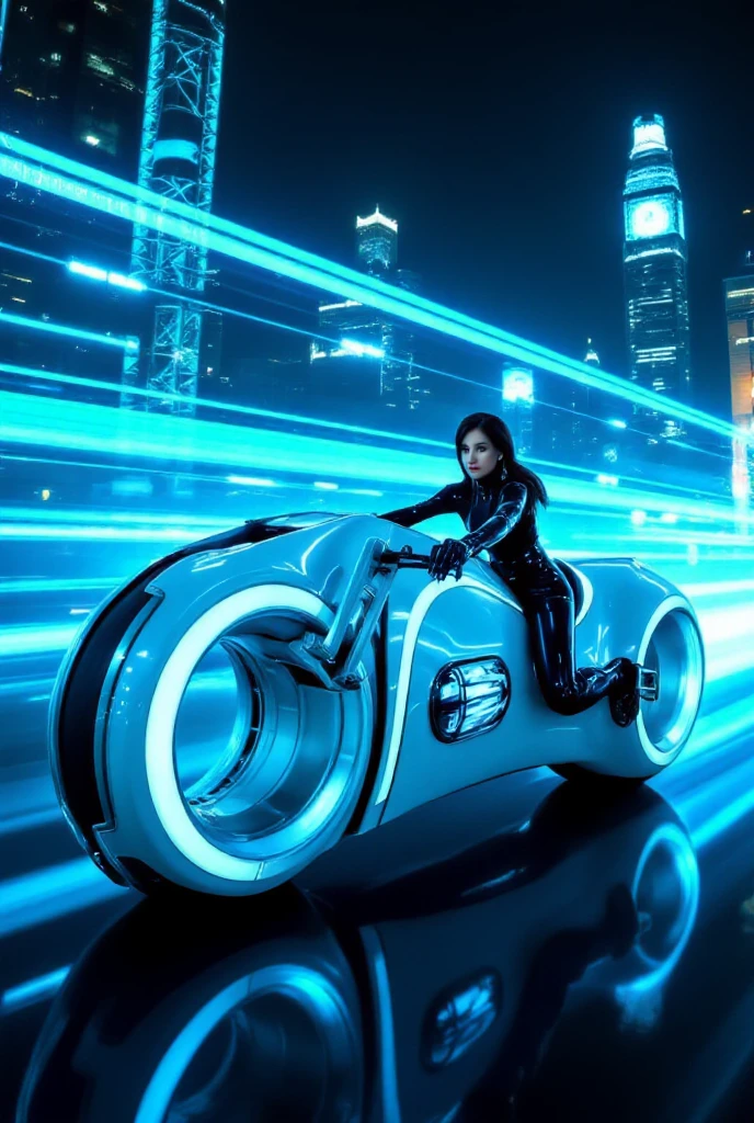 IMAGE OF THE MOTORCYCLE FROM THE MOVIE "TRON" COLOR WHITE POLISHED WITH ...