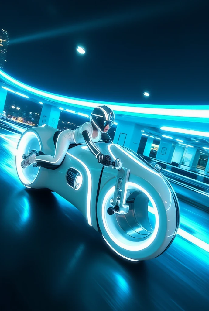IMAGE OF THE MOTORCYCLE FROM THE MOVIE "TRON" COLOR WHITE POLISHED WITH ...