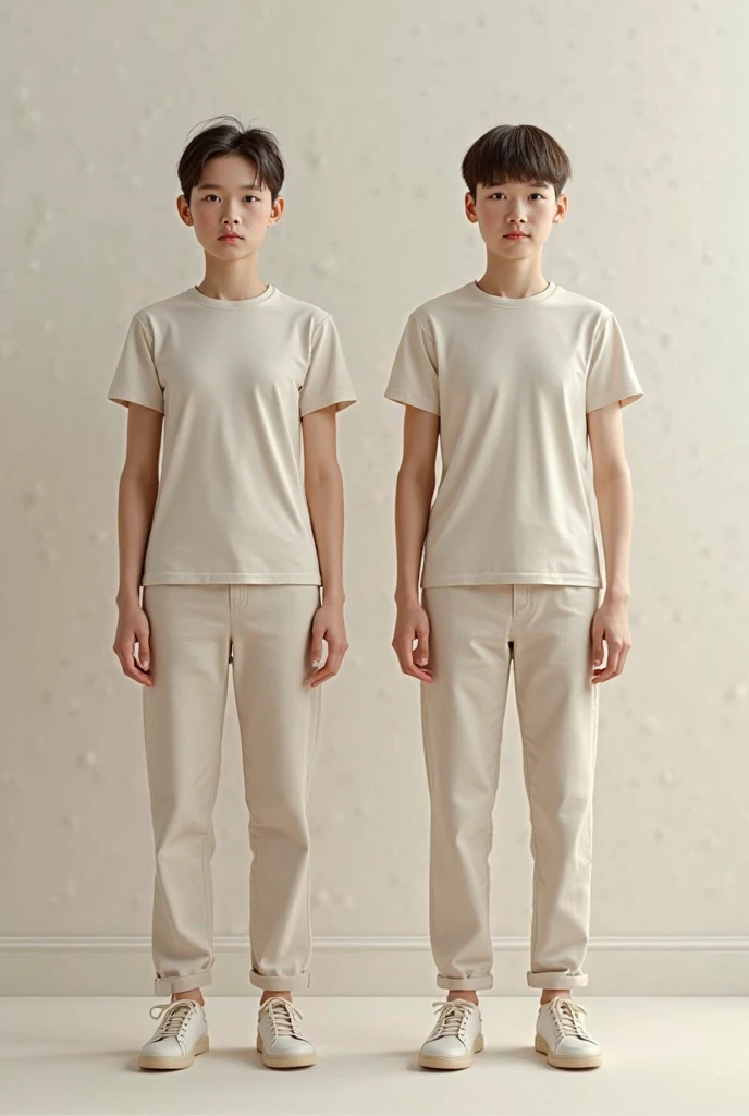 Include the two people in the photo and make them as identical as ...