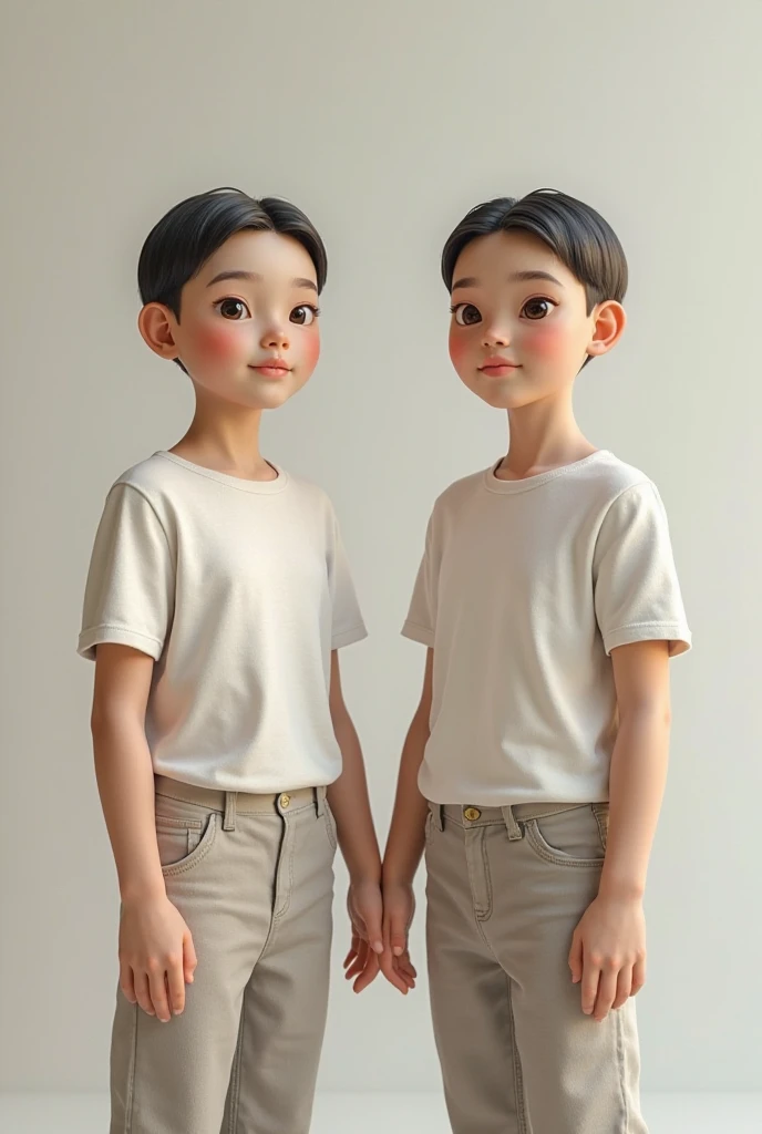 Include the two people in the photo and make them as identical as ...