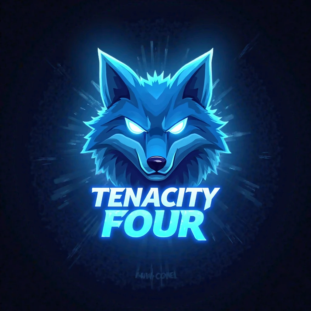 Generate an eye-catching 3D gaming logo with a light blue fox anger ...