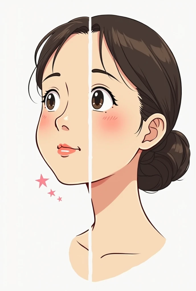A Studio Ghibli-style cartoon split-screen illustration of a young ...