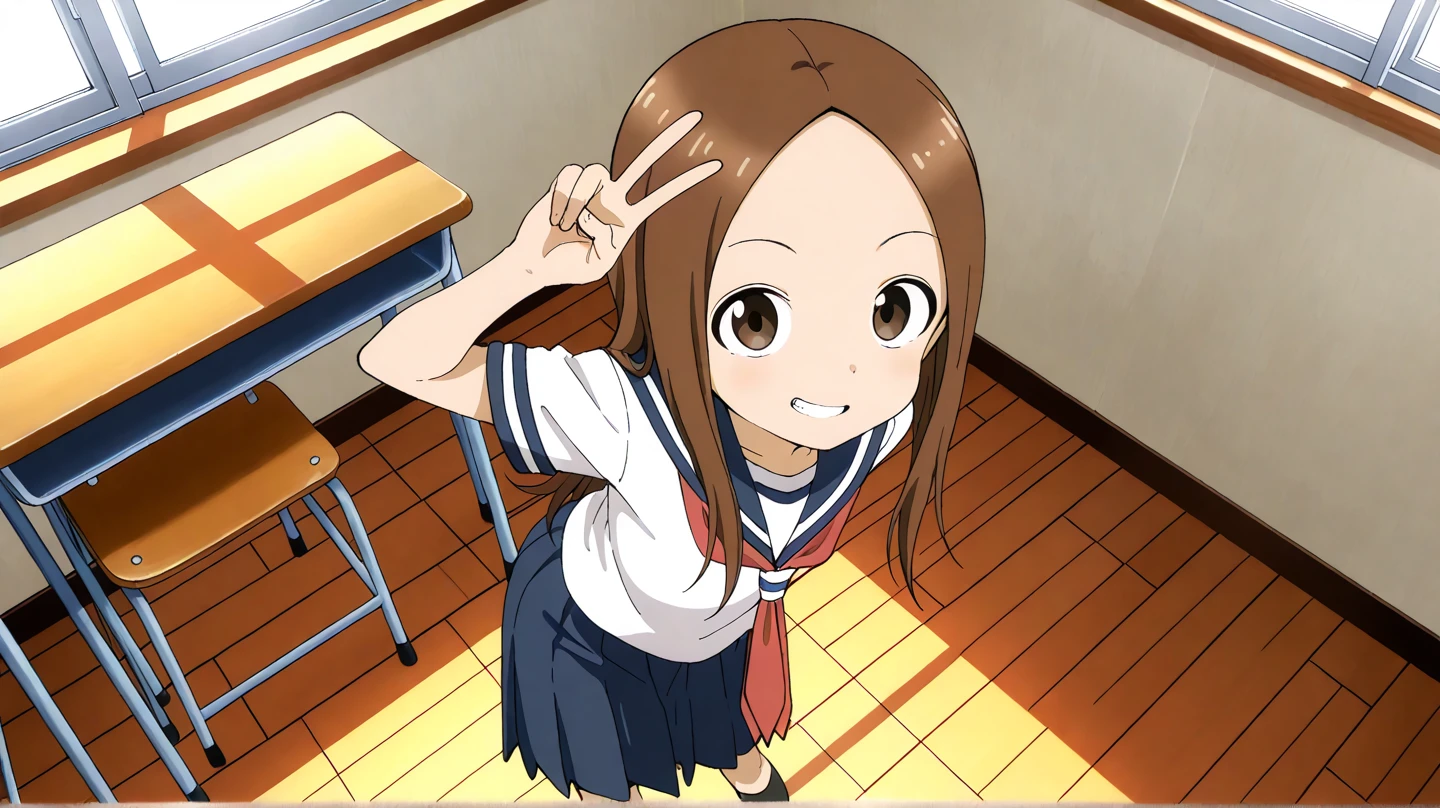 Takagi-san from Karakai Jouzu no Takagi-san, anime style, standing in a ...