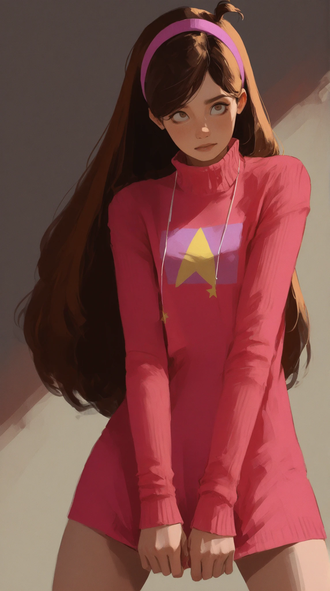 Mabel pines, gravity falls, 1girl, brown eyes, brown hair, long hair ...