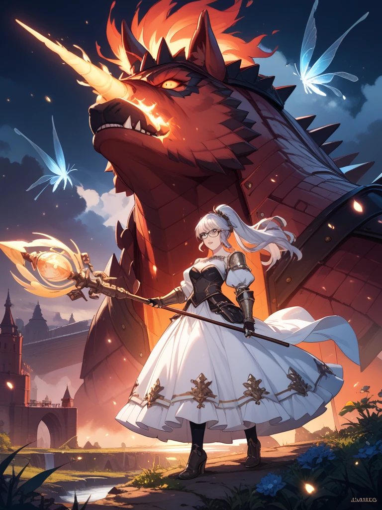 A dramatic anime-style scene of an epic fantasy battle at the Red ...