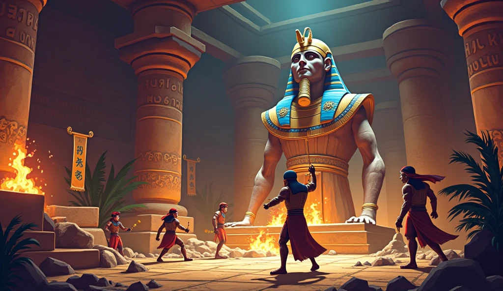 Create a detailed 32-bit pixel art scene inspired by Ancient Egypt with ...