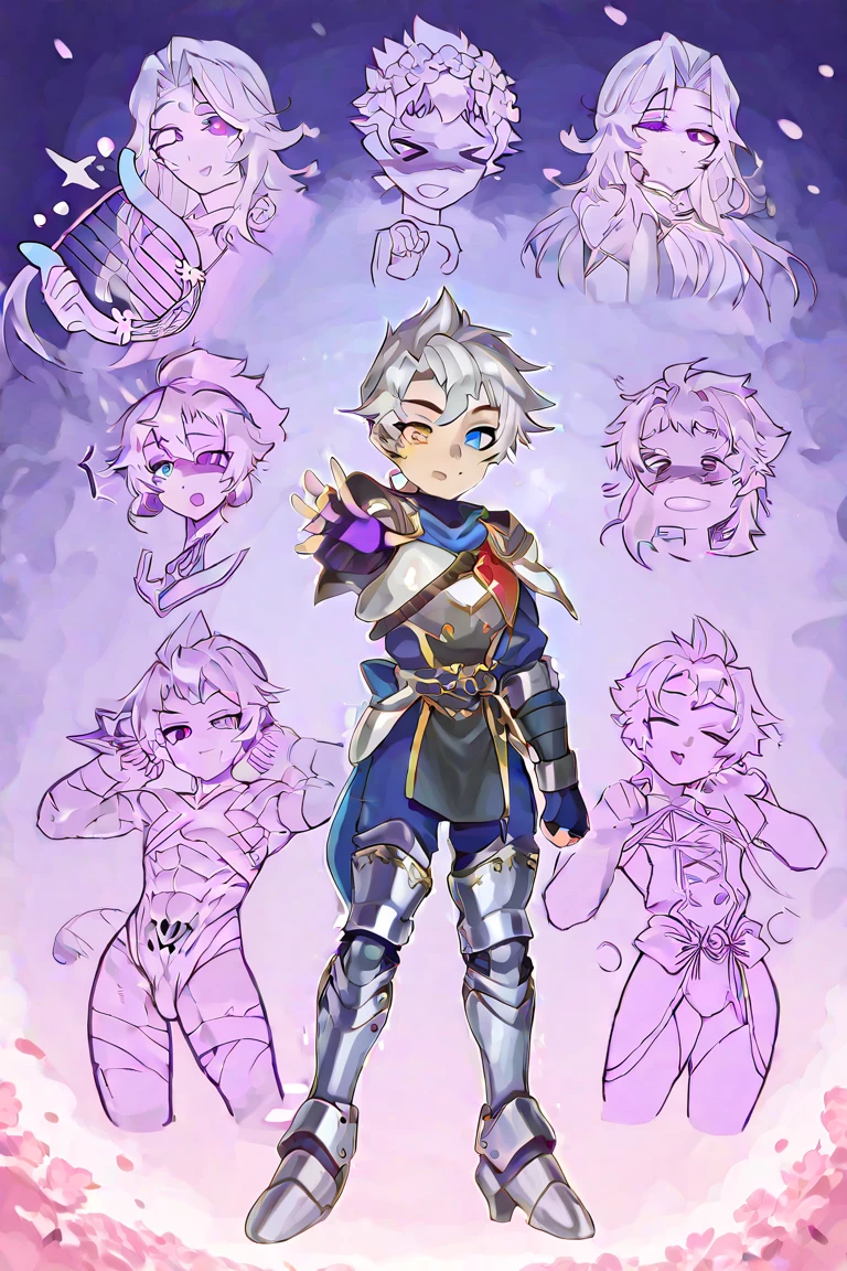 "Silas, mesmerizing androgynous man, cheveux blancs longs avec des ...